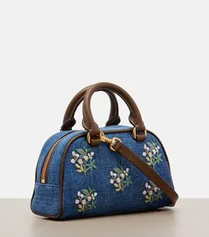 Valentino Garavani Vlogo Mini Floral Denim Top-handle Bag
