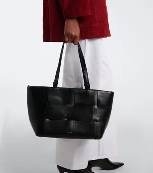 DEMELLIER Florence Large Woven Leather Tote Bag - Black