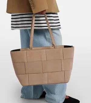 DEMELLIER Florence Large Suede Tote Bag - Beige