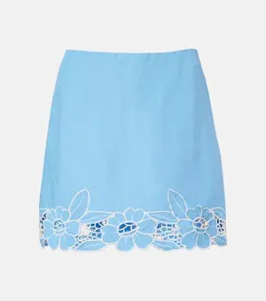 Rixo Nancye Cutout Linen-blend Miniskirt - Blue