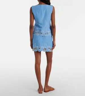 Rixo Nancye Cutout Linen-blend Miniskirt