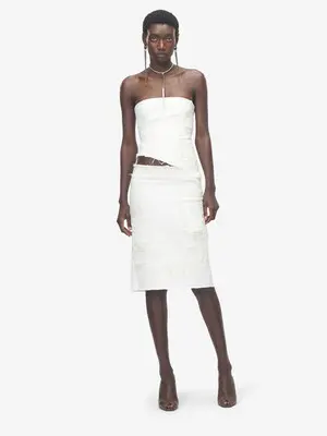 Alexander McQueen Slashed Strapless Denim Dress