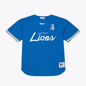 Mitchell & Ness Detroit Lions Head Coach Mesh Full-button Jersey - Blue