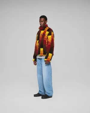 VOWELS Jacquarded Fleece Zip-up Jacket