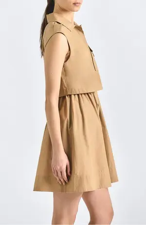 Derek Lam 10 Crosby Sequoia Sleeveless Mini Shirtdress - Camel
