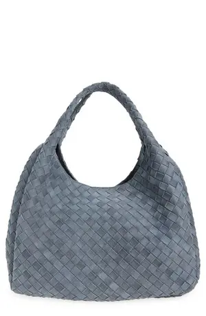 Bottega Veneta Large Campana Suede Shoulder Bag - Cloudy Indigo