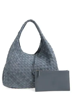 Bottega Veneta Large Campana Suede Shoulder Bag - Cloudy Indigo