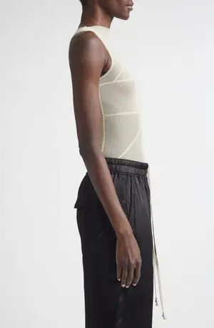 Rick Owens Temple Sleeveless Tulle Top - Sand