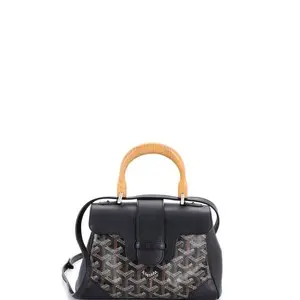 Goyard Saigon Top Handle Bag Coated Canvas With Leather Mini - Black