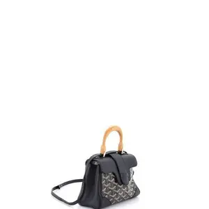 Goyard Saigon Top Handle Bag Coated Canvas With Leather Mini - Black