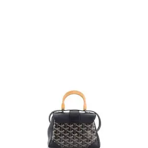 Goyard Saigon Top Handle Bag Coated Canvas With Leather Mini - Black