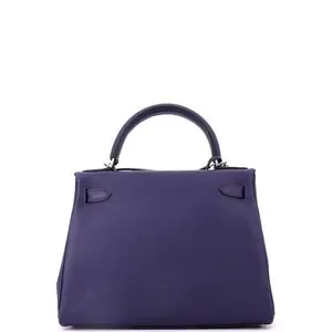 Hermès Kelly Handbag Verso Evercolor With Palladium Hardware 28