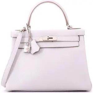 Hermès Kelly Handbag Grey Clemence With Palladium Hardware 28 Gris Perle