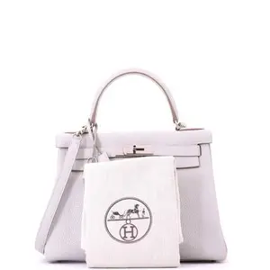 Hermès Kelly Handbag Grey Clemence With Palladium Hardware 28 - Gris Perle