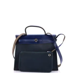 Hermès Herbag Zip Leather And Toile 31 - Blue