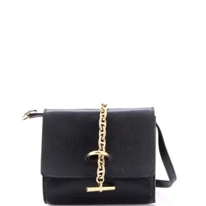 Hermès Chaine D'ancre Compact Wallet On Strap Chevre Mysore - Black