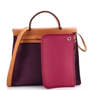 Hermès Herbag Zip Leather And Toile 31 - Red