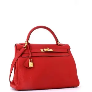 Hermès Kelly Handbag Red Togo 32 With Gold Hardware