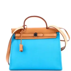 Hermès Herbag Zip Verso Leather And Toile 31 - Blue