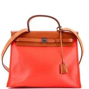 Hermès Herbag Zip Berline Vache Canvas And Leather 31 - Red