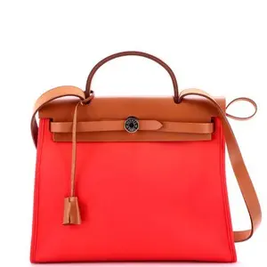 Hermès Herbag Zip Leather And Toile 31 - Red