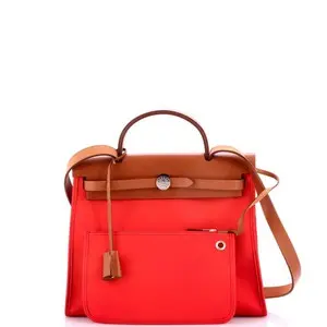 Hermès Herbag Zip Leather And Toile 31 - Red