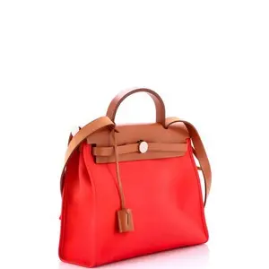 Hermès Herbag Zip Leather And Toile 31 - Red
