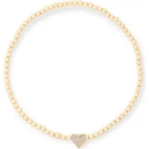 CUFFED BY NANO Pavé Heart Bead Bracelet - Gold
