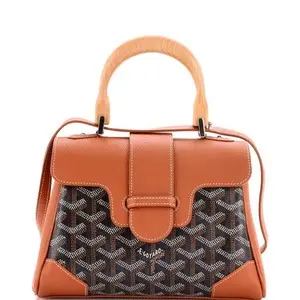 Goyard Saigon Top Handle Bag Coated Canvas With Leather Mini - Brown