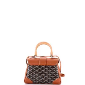 Goyard Saigon Top Handle Bag Coated Canvas With Leather Mini - Brown