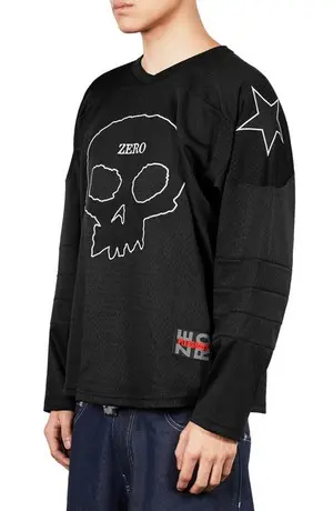PLEASURES X Zero Skateboards Jamie Mesh Hockey Jersey