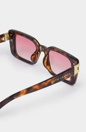 KATIE LOXTON Malibu Rectangle Sunglasses - Dark Tortoiseshell