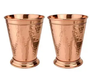 PRINCE OF SCOTS Hammered 12 Ounce Mint Julep Cupset Of 2 - Copper