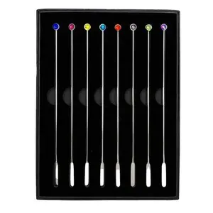PRINCE OF SCOTS Bright Gem Crystal Cocktail Stir Sticks - Silver