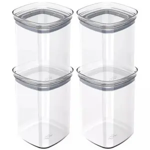 OU Airtight Stackable Food Storage Container Set With Leak Proof Lid - Clear