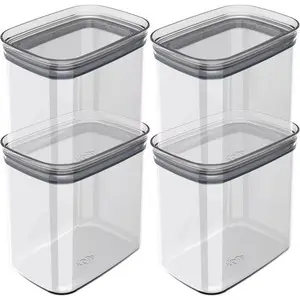 OU Airtight Stackable Food Storage Container Set With Leak Proof Lid - Clear