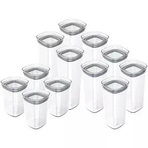 OU Airtight Stackable Food Storage Container Set With Leak Proof Lid - Clear