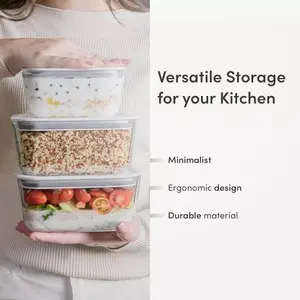 OU Stackable Airtight Glass Food Storage Container Set With Microwave Valve And Leak Proof Lid