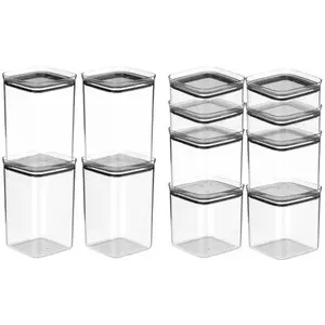 OU Airtight Stackable Food Storage Container Set With Leak Proof Lid - Clear