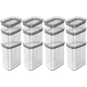 OU Airtight Stackable Food Storage Container Set With Leak Proof Lid - Clear