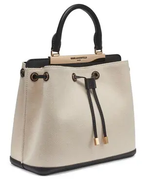 Karl Lagerfeld Paris Evelina Canvas Bucket Bag - Natural/black