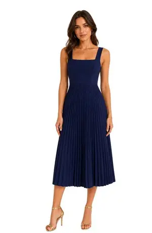 LOVE ALL TENNIS Eden Sheer Knit Midi Dress - Navy