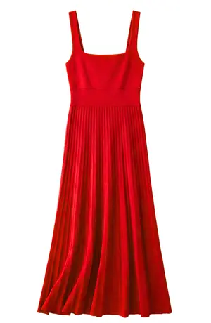 LOVE ALL TENNIS Eden Sheer Knit Midi Dress - Red