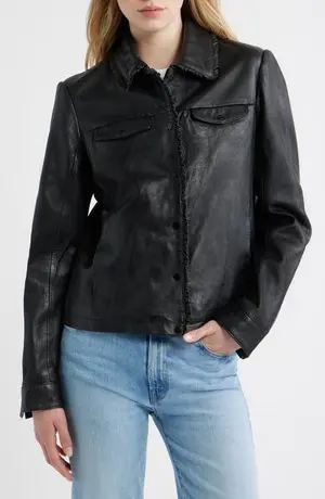 Mauritius Limma Ruffle Leather Jacket