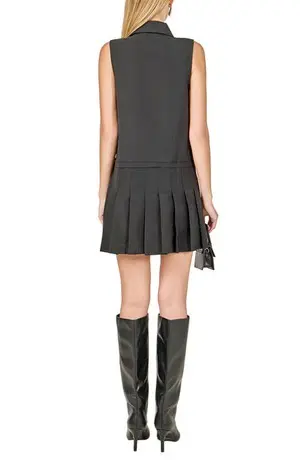 Endless Rose Sleeveless Pleated Zip-up Minidress