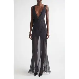 TOM FORD Enverse Satin Lace Slipdress - Black