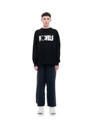 VOWELS Icon Spell Out Crewneck - Black