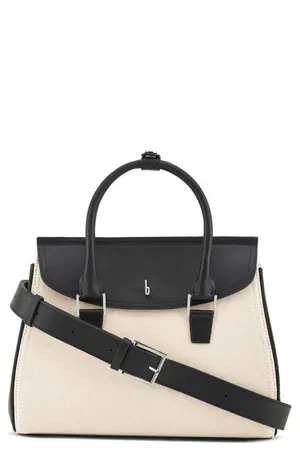 BEHNO Canvas & Leather Satchel - Sand/black