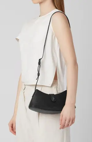BEHNO Mini Ruth Leather Crossbody Bag - Black