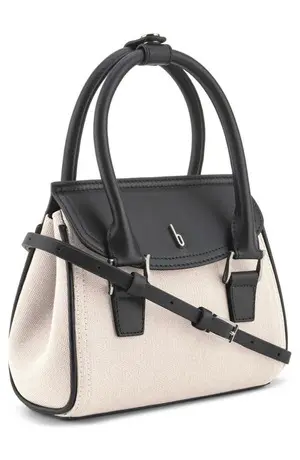 BEHNO Mini Coco Canvas & Leather Satchel - Sand/black